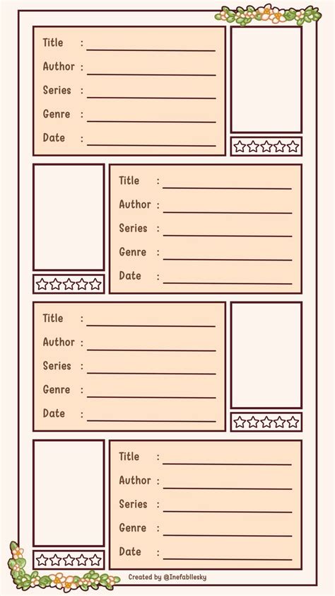 Book Tracker Book Reading Journal Book Review Template Reading Journal Printable