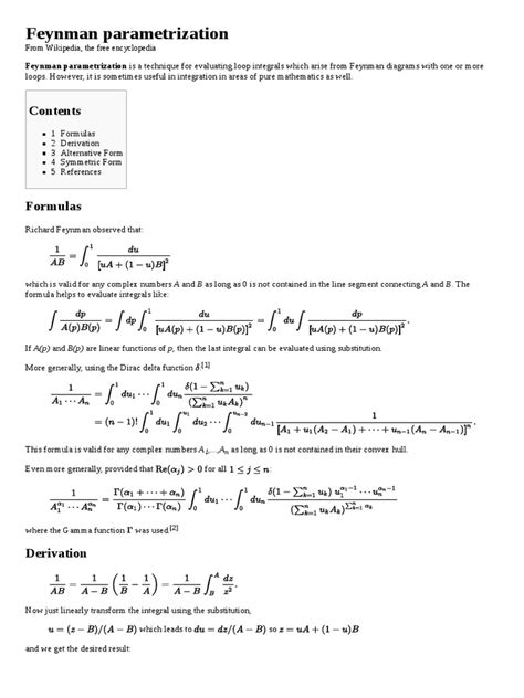 Feynman Parametrization Pdf Solid State Engineering Scientific