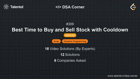 309 Best Time To Buy And Sell Stock With Cooldown Medium Dsa Corner Talentd