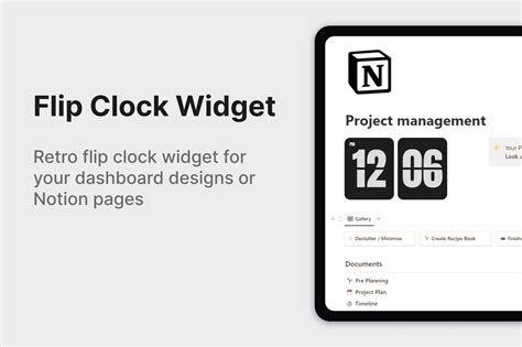 digital flip clock widget for notion