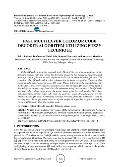 pdf fast multilayer color qr code decoder algorithm utilizing fuzzy