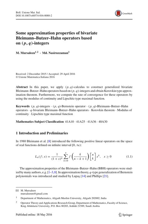 Pdf Some Approximation Properties Of Bivariate Bleimannbutzerhahn