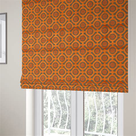 Orange Colour Uniformed Geometric Modern Pattern Furnishing Velvet