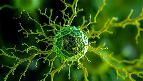 Abstract Green Neuron Network Digital Technology And Neural Connection Art Generative Ai Stock