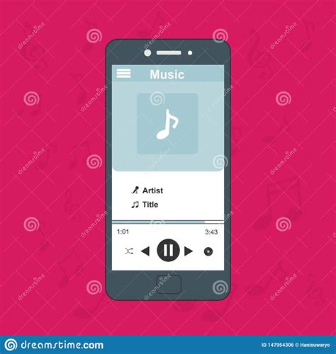 Media Player Application App Template With Flat Design Style For