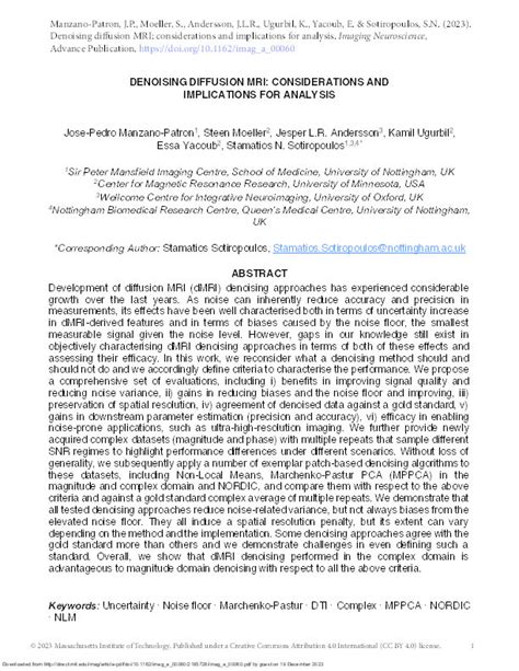 Denoising Diffusion Mri Considerations And Implications For Analysis