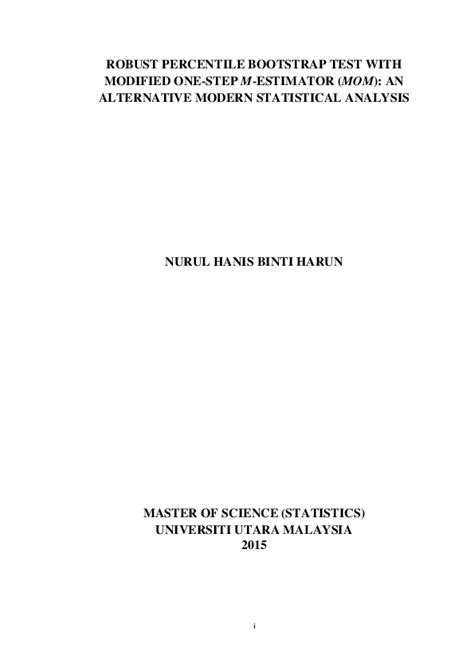 Pdf Robust Percentile Bootstrap Test With Modified One Step M Estimator Mom An Alternative