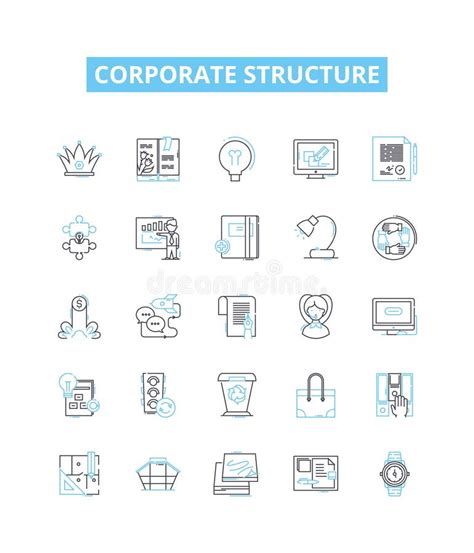Corporate Structure Vector Line Icons Set Organisation Hierarchy