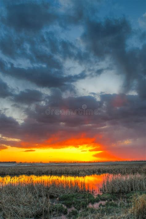 Beautiful Sunrise And Dramatic Clouds On The Sky Stock Image Image