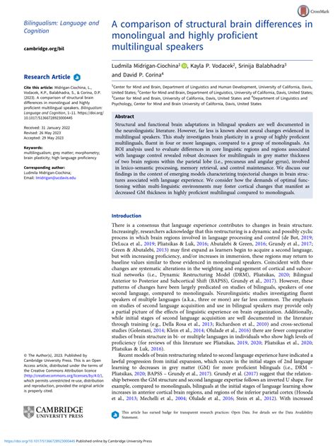 Pdf A Comparison Of Structural Brain Differences In Monolingual And