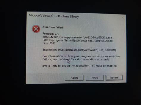 New Crash Visual C Runtime Library Assertion Failed Ii Report A Bug Age Of Empires Forum