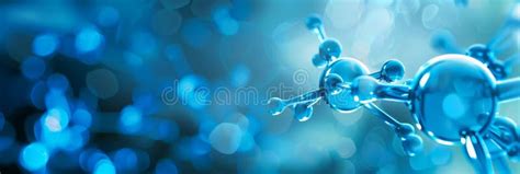 Blue Molecular Structure With Bokeh Effect Background Innovative