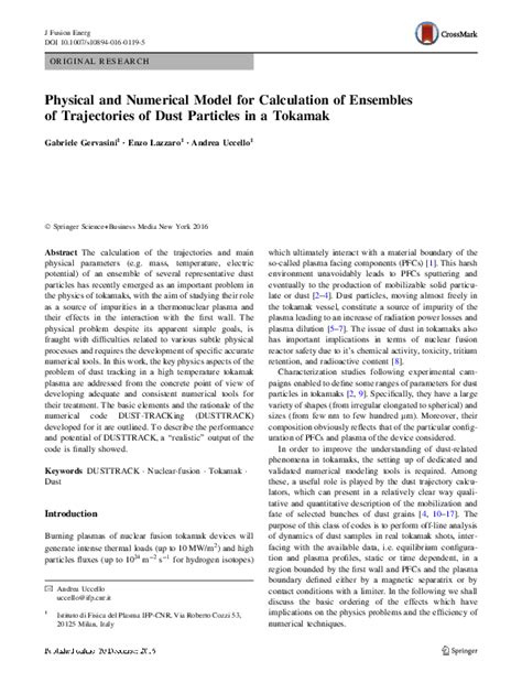 Pdf Physical And Numerical Model For Calculation Of Ensembles Of Trajectories Of Dust