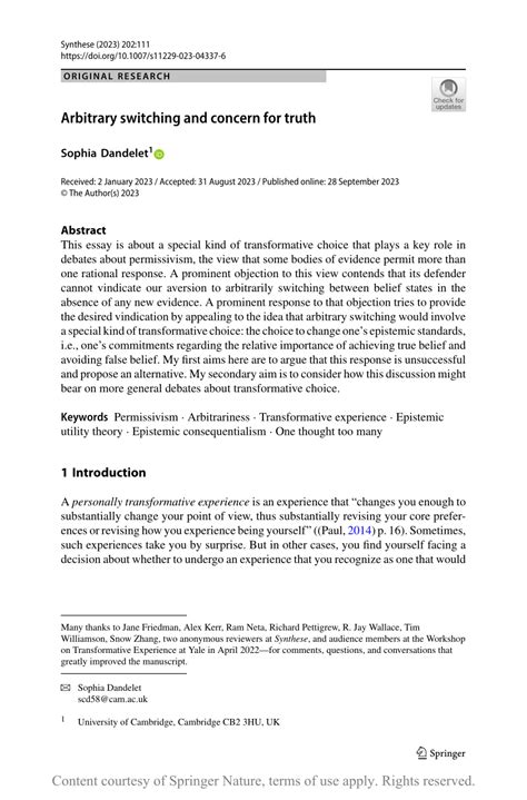 Pdf Arbitrary Switching And Concern For Truth