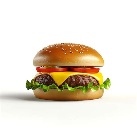 Burger 3d Model With Realistic Design And Vibrant Yellows An Creative