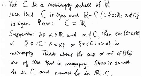 Solved 1 Let C Be A Non Empty Subset Of R Such That C Is