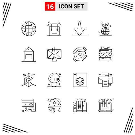 User Interface Pack Of 16 Basic Outlines Of Pack World Arrow Save Green Editable Vector Design