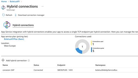 azure hybrid connection does not connect to my on premise database