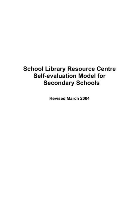 (PDF) School Library Resource Centre Self-evaluation Model for ...CILIP: Chartered Institute of ...
