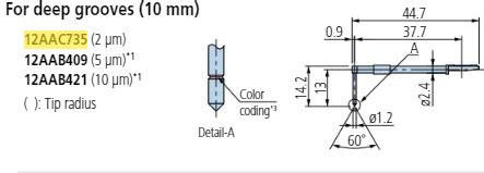 Deep Groove 10mm Stylus R2µm 60° For Surftest Formtracer Sv C 12aa