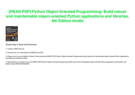 Ppt Read Pdf Python Object Oriented Programming Build Robust And