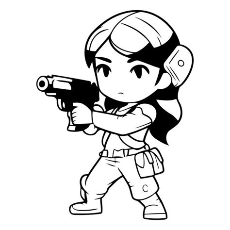 Premium Vector Cute Girl With Gun Isolated On White Background