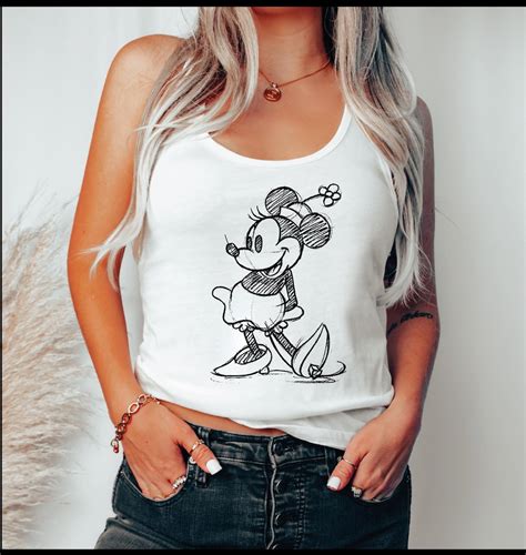Minnie Mouse Tank Top Retro Black White Mouse Disney Classic Minnie
