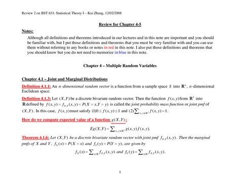 Multiple Random Variables And Properties Of Random Sample Bst 631