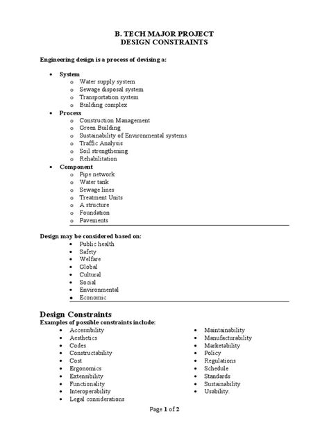 B Tech Major Project Design Constraints Engineering Design Is A B Tech Major Project Design Constraints Engineering Design Is A