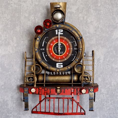 Американский Ретро Железный локомотив настенные часы креативные Промышленные стиль магазин