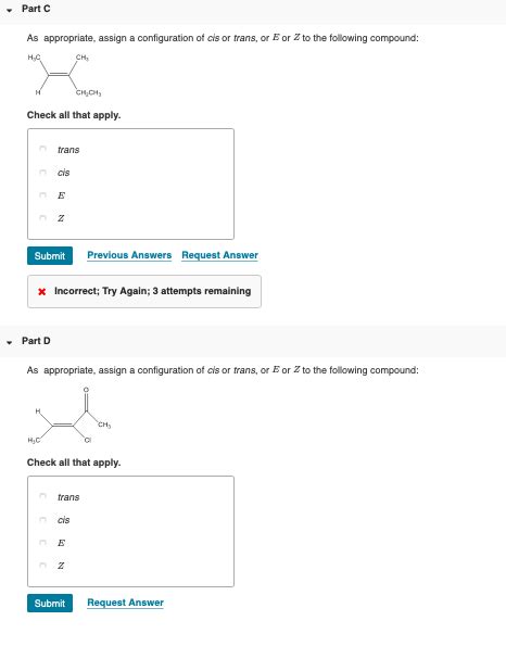 solved part c as appropriate assign a configuration of cis