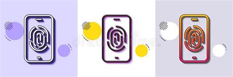 Fingerprint Line Icon Finger Print Scan Sign Halftone Dotted Pattern Vector Stock