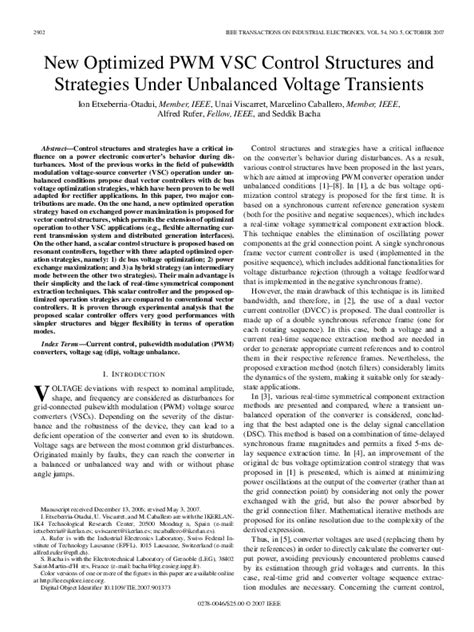 Pdf New Optimized Pwm Vsc Control Structures And Strategies Under
