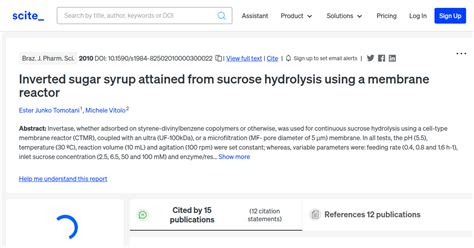 Inverted Sugar Syrup Attained From Sucrose Hydrolysis Using A Membrane