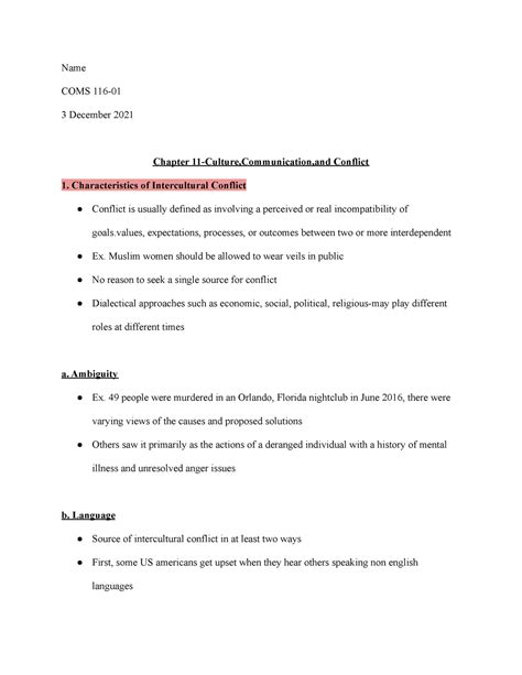 Coms Chapter 11 Reading Notes Name Coms 116 3 December 2021