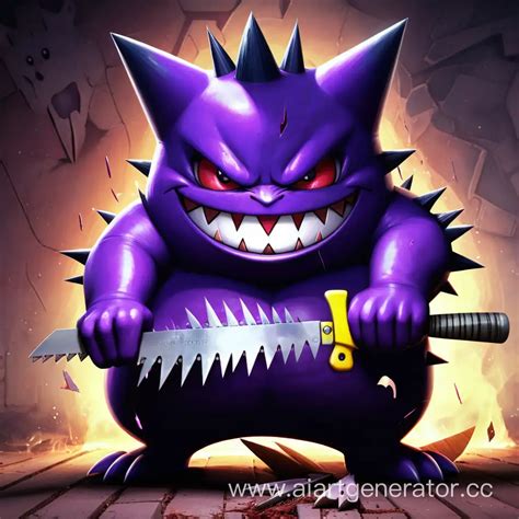 Gengar Pokemon Crafting With A Saw For Unique Artistry Ai Art Generator