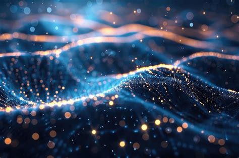 premium photo sci fi 3d rendering of glowing particle grid in space