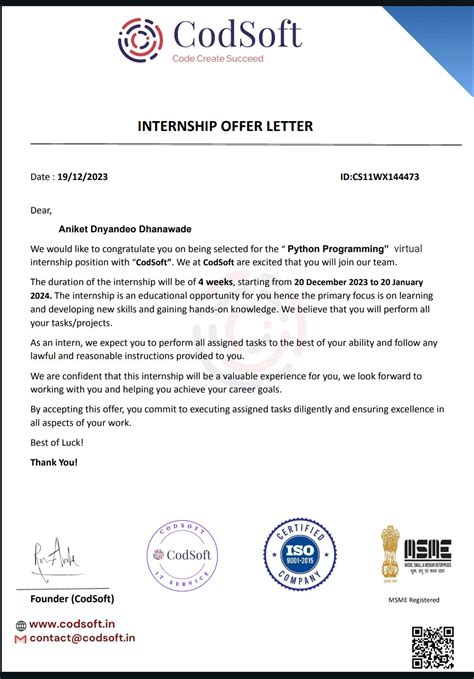 Aniket Dhanawade On Linkedin Codesoft Internship Pythonprogramming