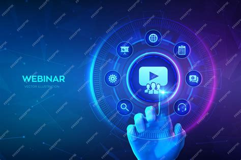 Premium Vector Webinar Internet Conference Web Based Seminar Distance Learning Elearning