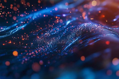 Abstract Digital Background With Glowing Particles And Flowing Lines Stock Illustration