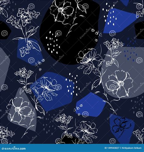 Monotone On Blue Autumn Outline Ginko Leaves And Pine Nuts In Sc