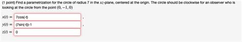 Solved Point Find A Parametrization For The Circle Of Chegg
