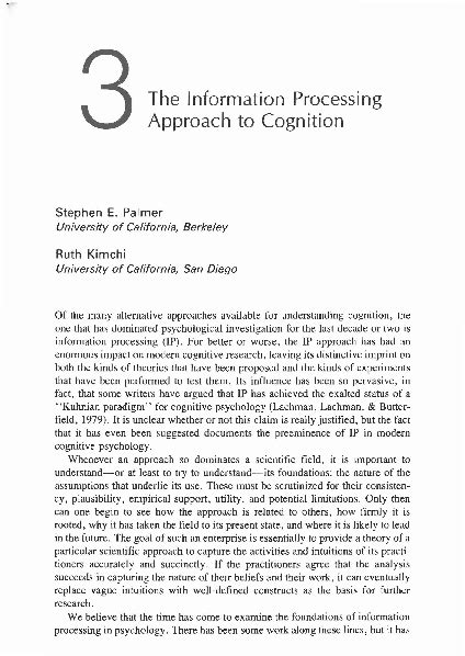 Pdf The Information Processing Approach To Cognition
