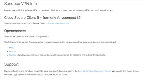 Solved Did Cisco Decide How We Should Connect To Sandboxes Vpn Credentials Cisco Community