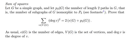 Solved Sum Of Squares Let G Be A Simple Graph And Let P3 G Chegg Com
