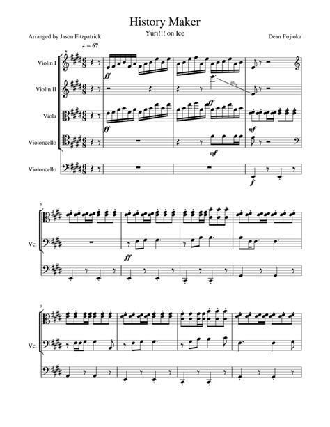 History Maker Sheet Music For Violin Viola Cello String Quintet