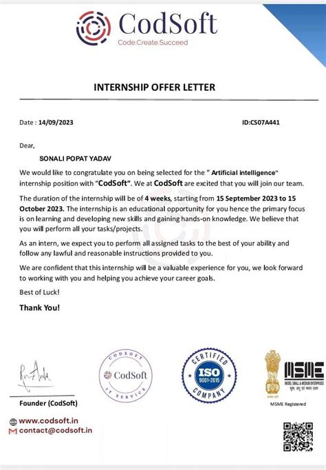 sonali yadav on linkedin hello connections thank you codesoft for the