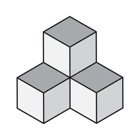 geometric cube stack black outline vector minimalistic 3d design