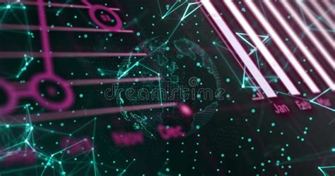Global Data Visualization Animation Over Digital World Map And Abstract Network Connections