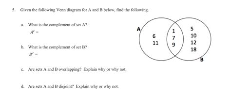 Solved Given The Following Venn Diagram For A And B Below Chegg
